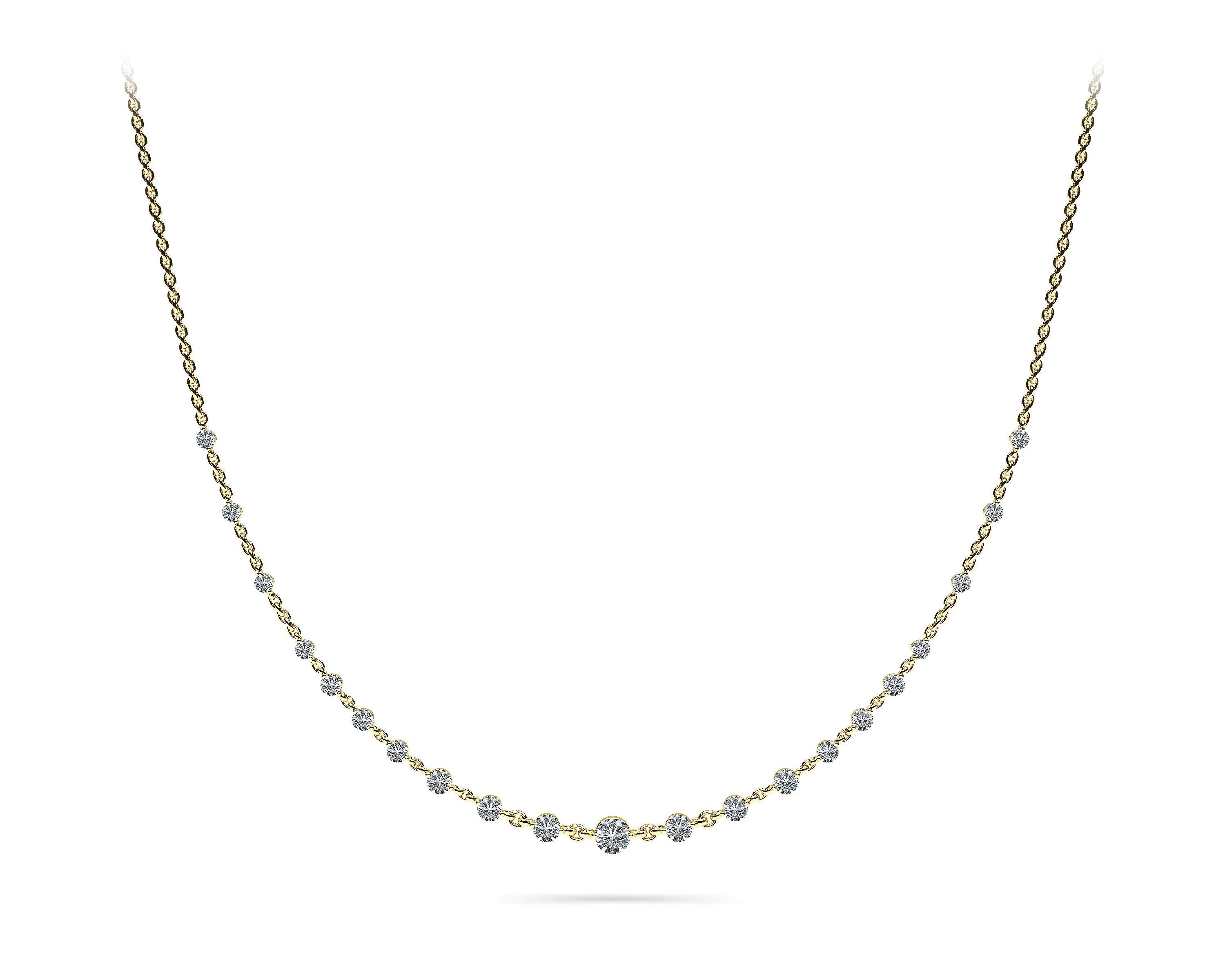 14K Yellow Gold Floating Round Diamond Necklace (4ctw) – Geoffrey's ...